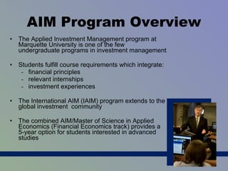 Marquette University AIM Program | PPT | Financial Planning | Personal ...