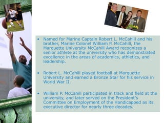 Marquette university's mc cahill award | PPT | College Football ...