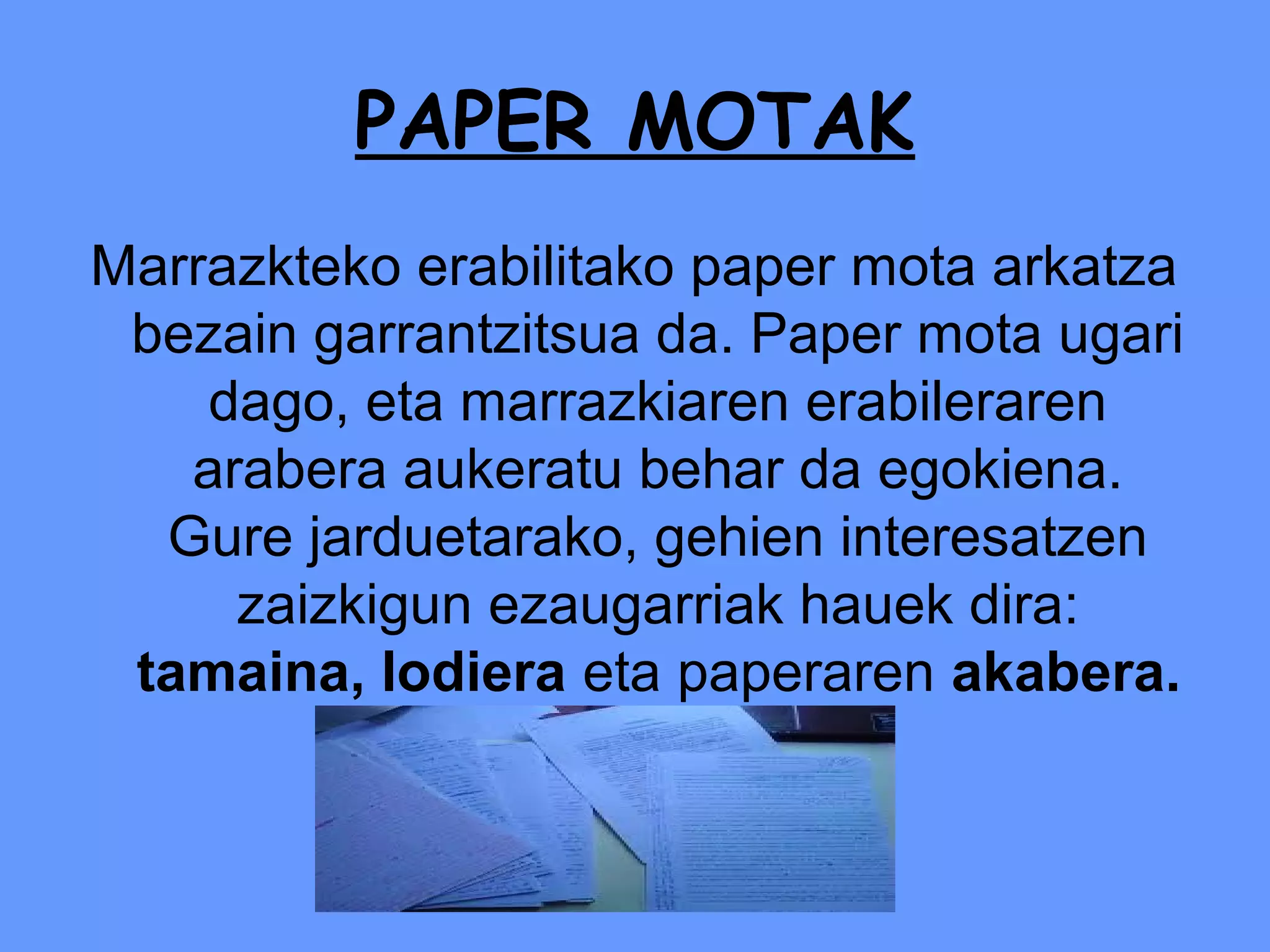 Marrazteko materialak teoria | PPT