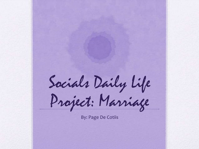 Socials Daily Life Project: Marriage | PPT | Free Download