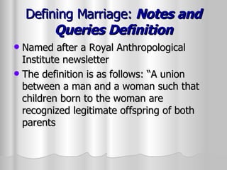 Marriage: Definitions and Variations | PPT