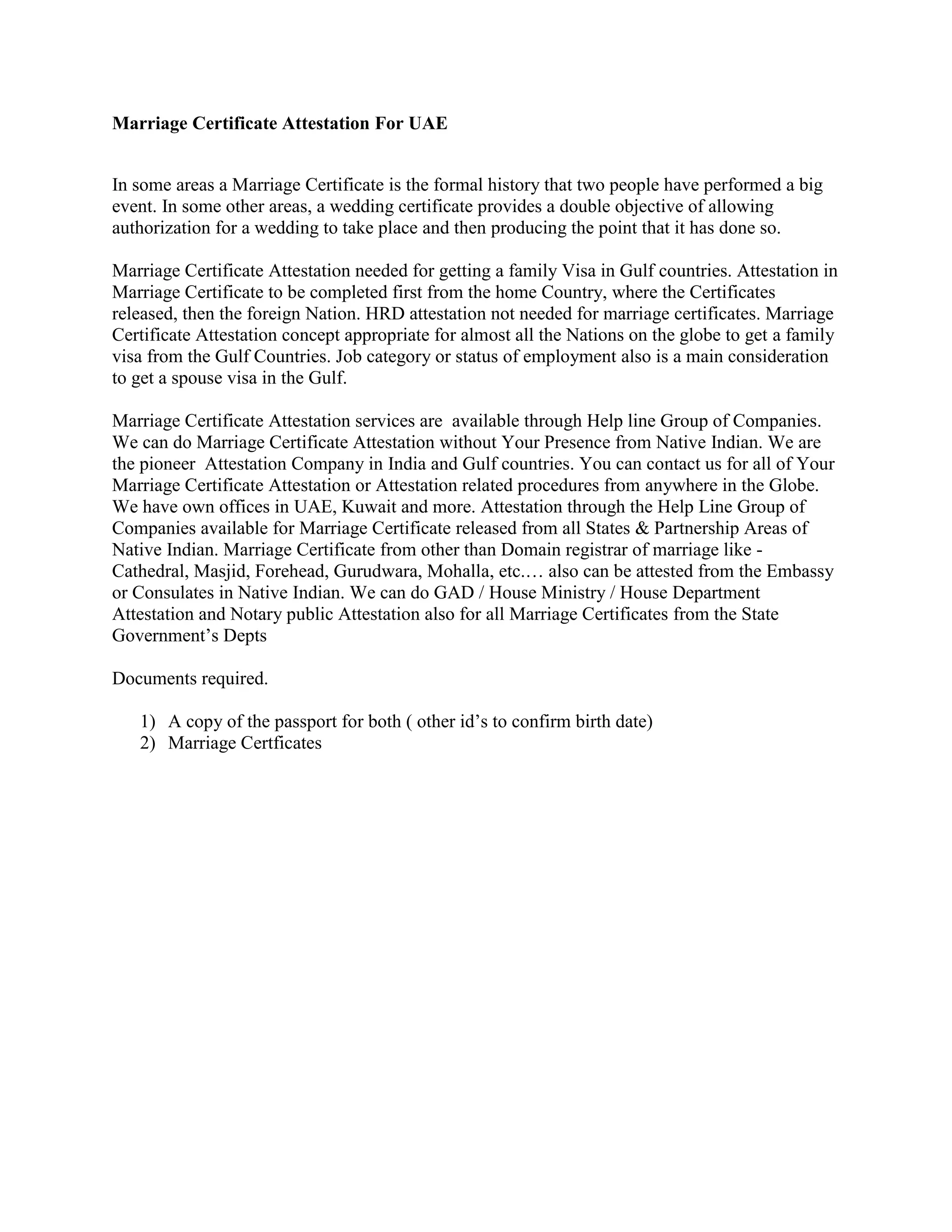 attestation of marriage certificate | PDF