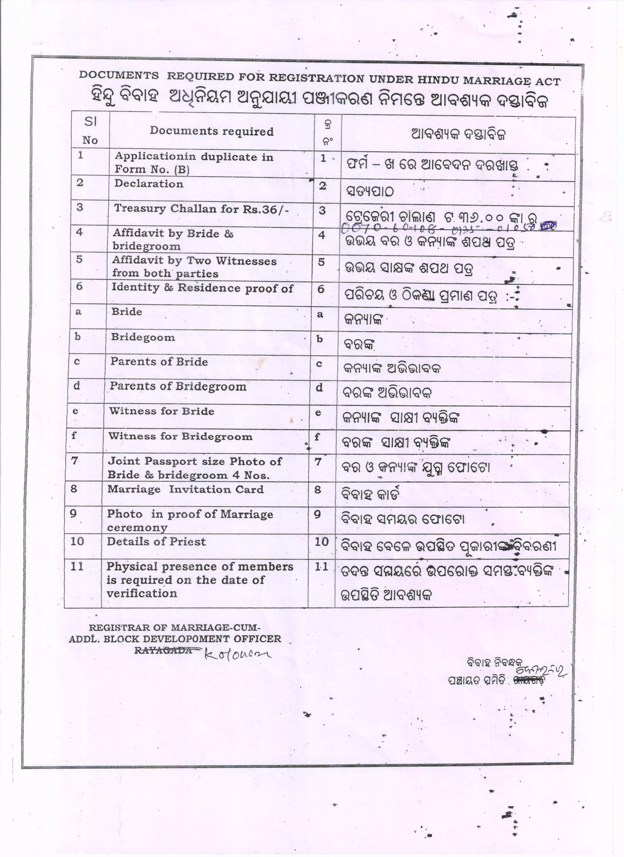 Marriage certificate forms blank kolnara block | PDF