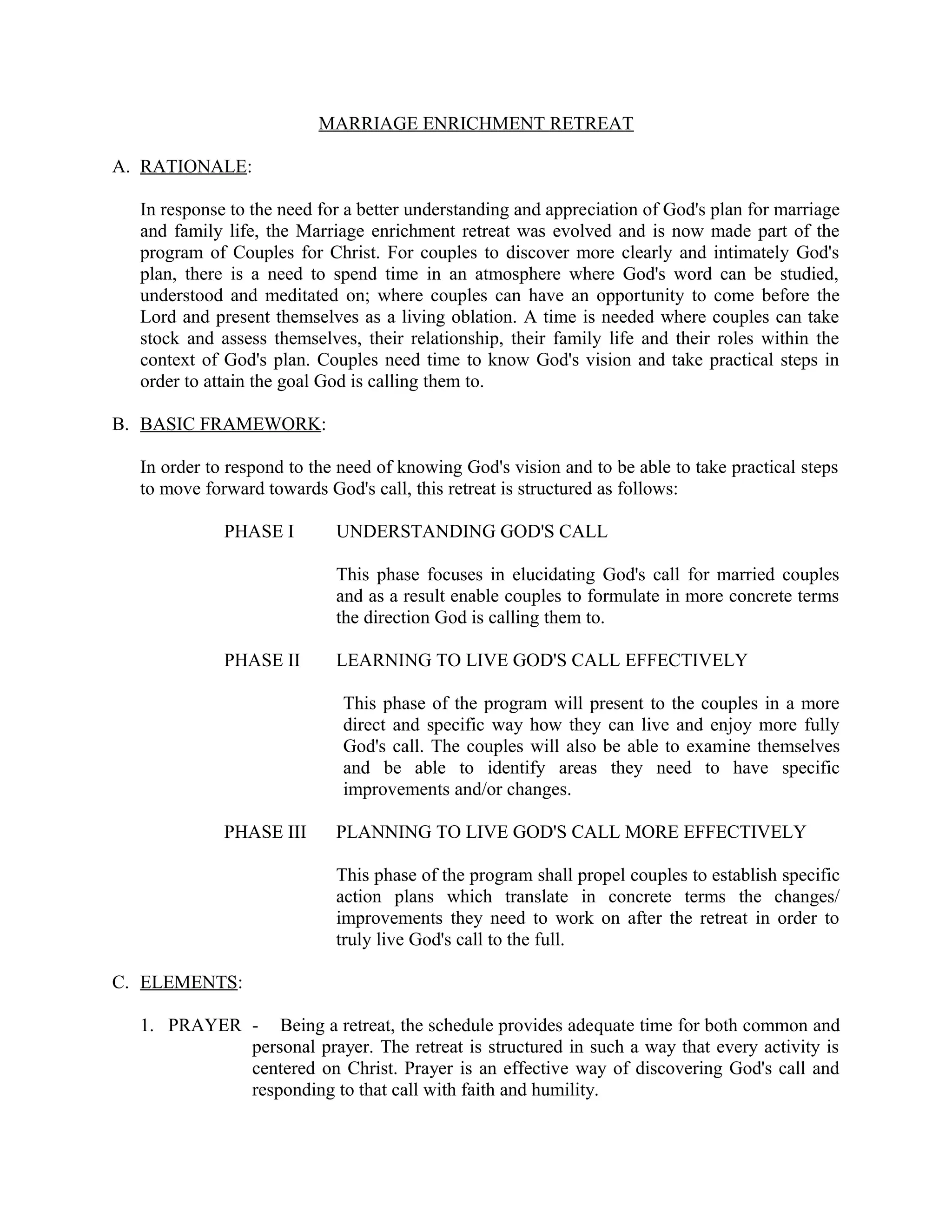 Marriage enrichment retreat1 | DOC