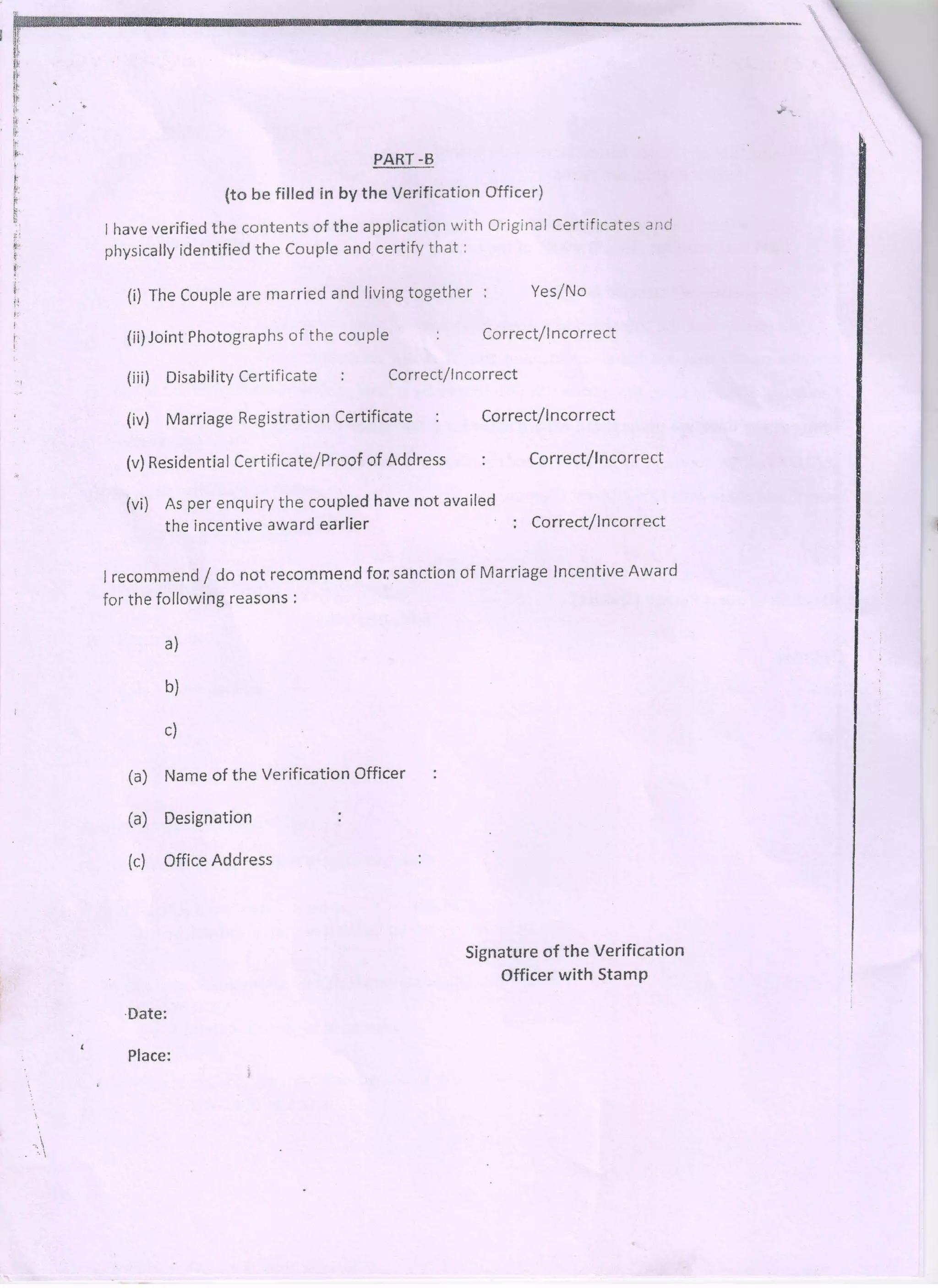 Marriage incentive form | PDF