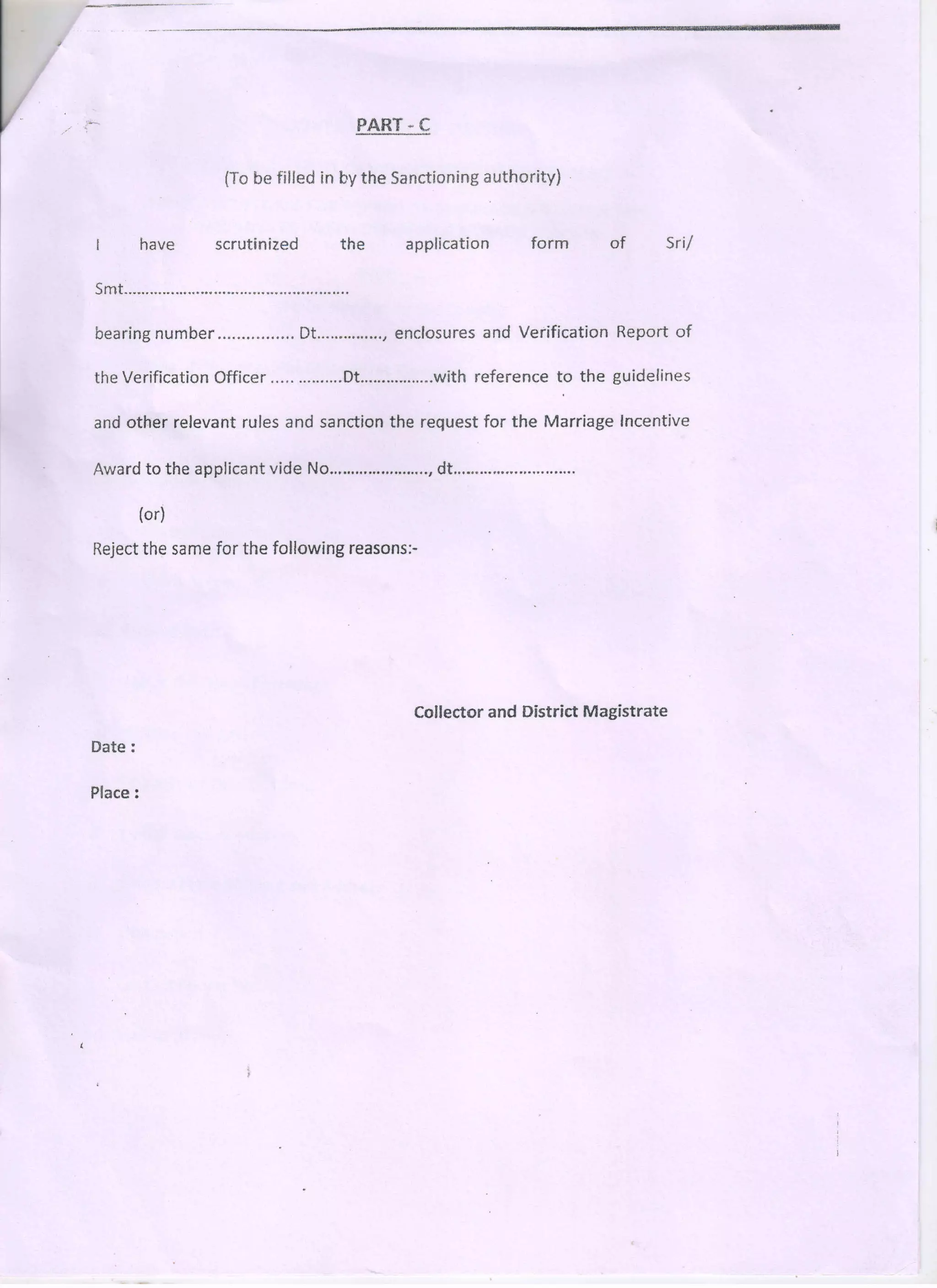 Marriage incentive form | PDF