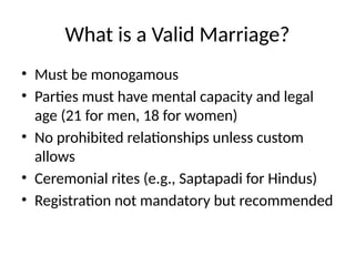 Introduction to Marriage Laws in India: A simplified guide | PPTX