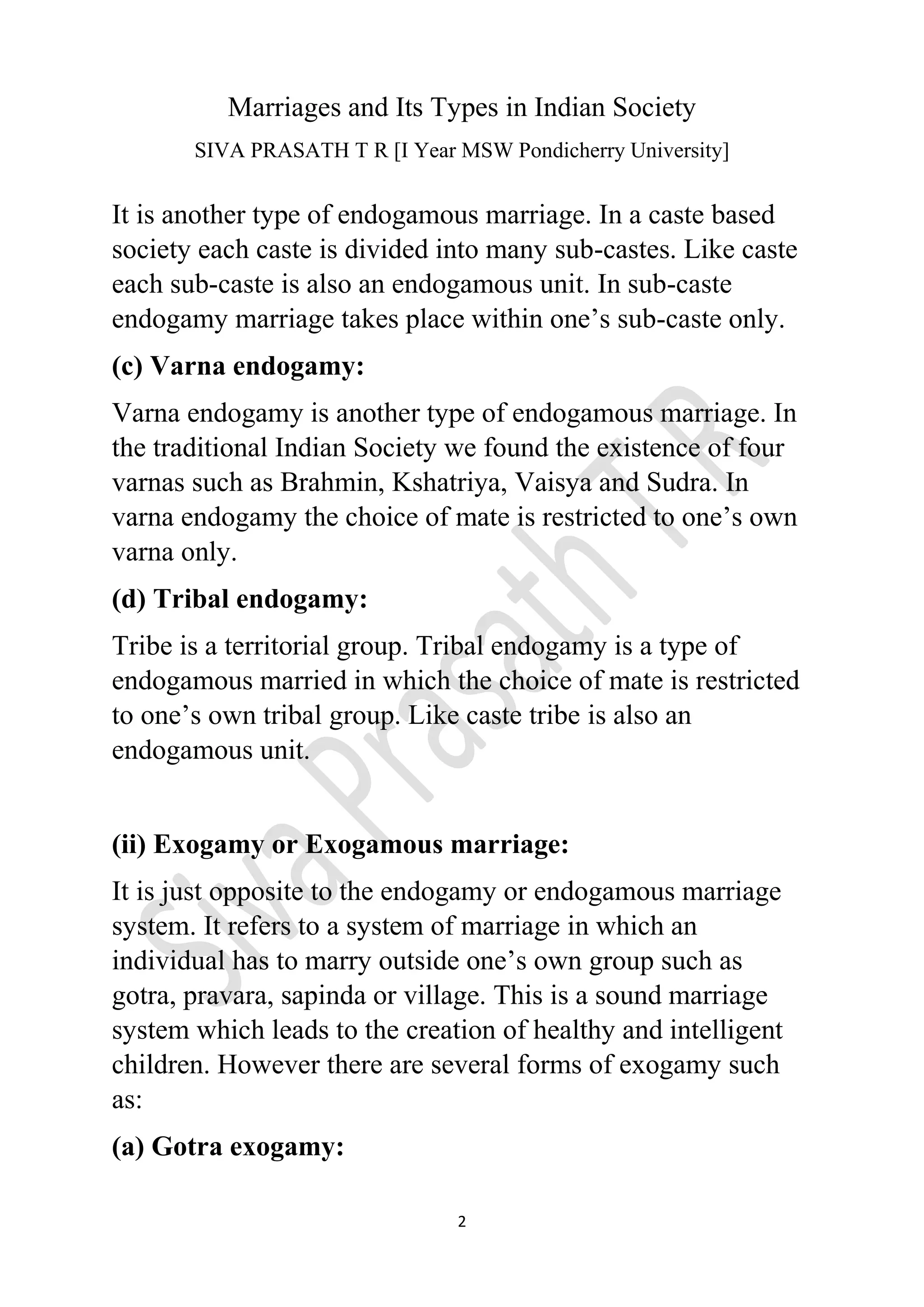 Marriages Institutions and its types in Indian society | PDF