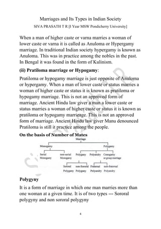 Marriages Institutions and its types in Indian society | PDF