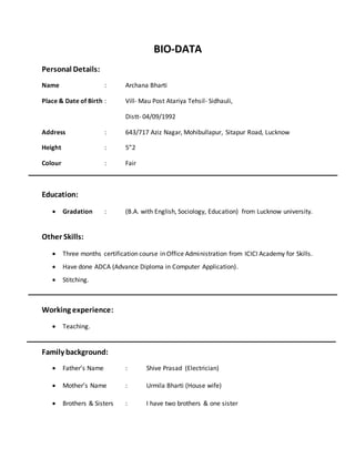 Marriege bio data | DOCX