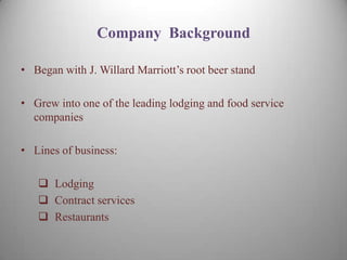 Marriott Corporation- Corporate Finance presentation | PPTX