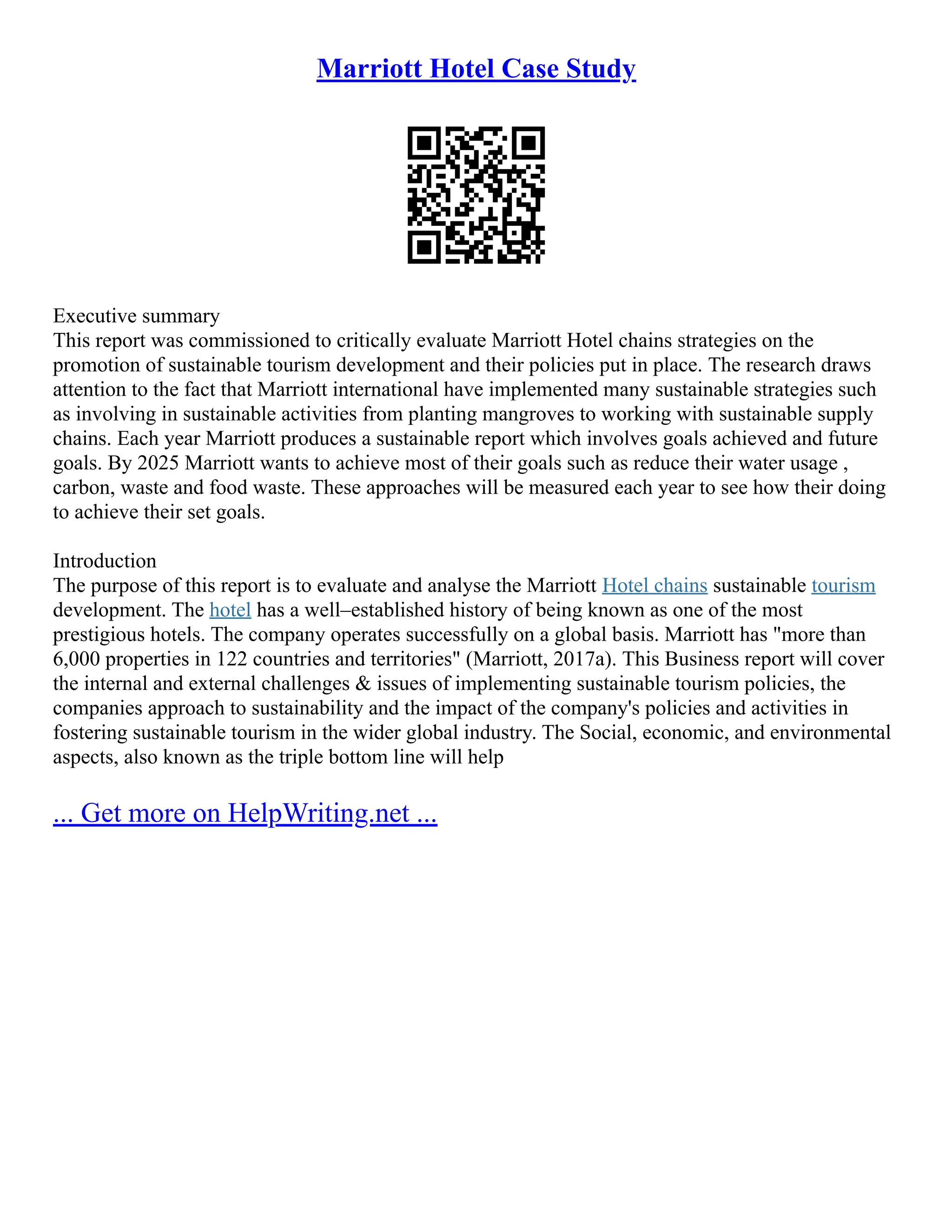 Marriott Hotel Case Study | PDF