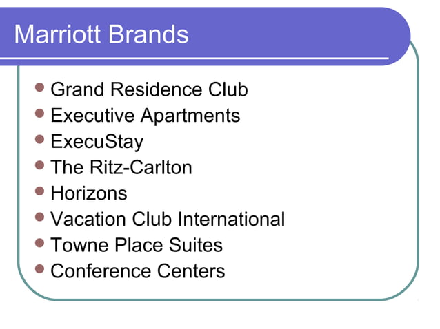 Marriott International | PPT | Hotels and Motels | Travel Type