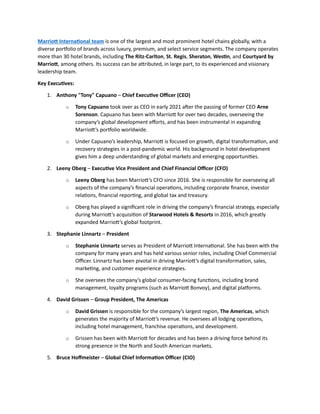 Marriott International, Inc. - Executive Leadership Overview | PDF