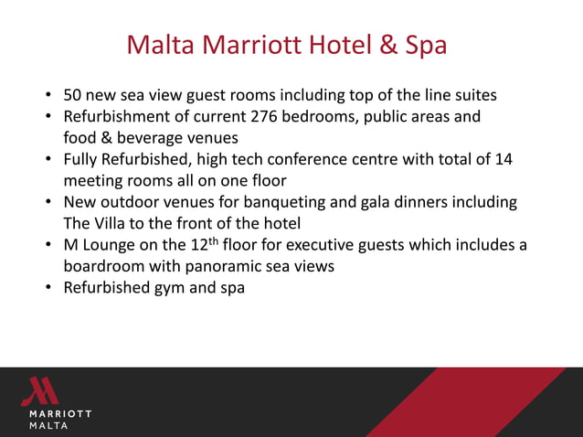 The Malta Marriott Hotel & Spa - MICE Presentation | PPT