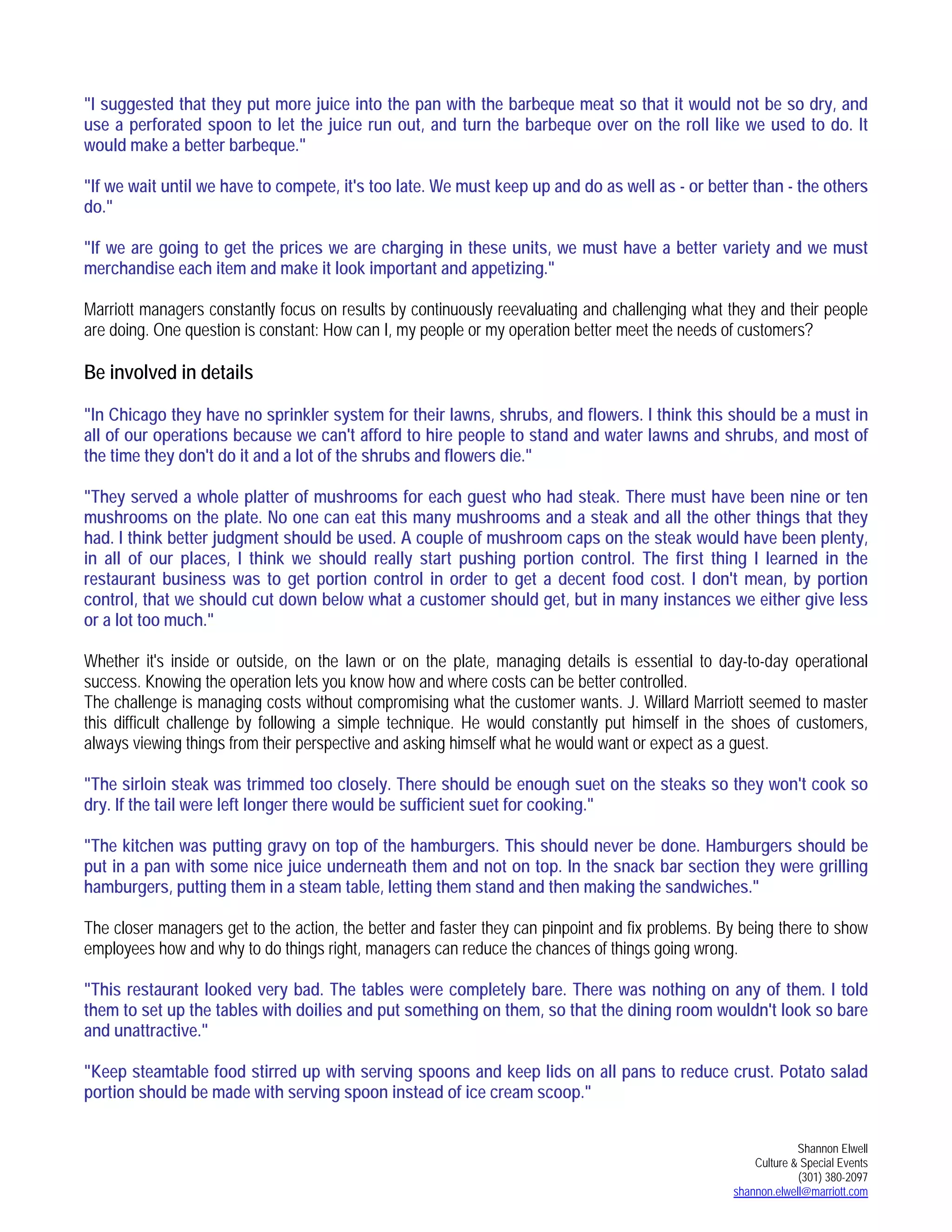 Marriott management philosophy | PDF