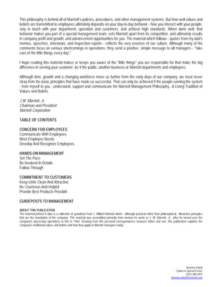Marriott Management Philosophy | PDF