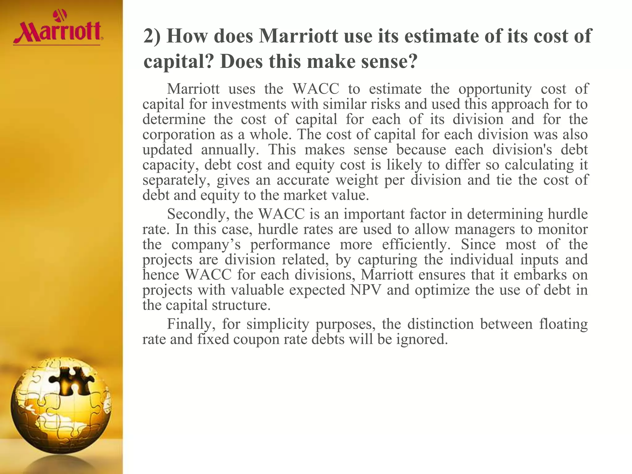 Marriott Corporation. Cost of Capital | PPTX