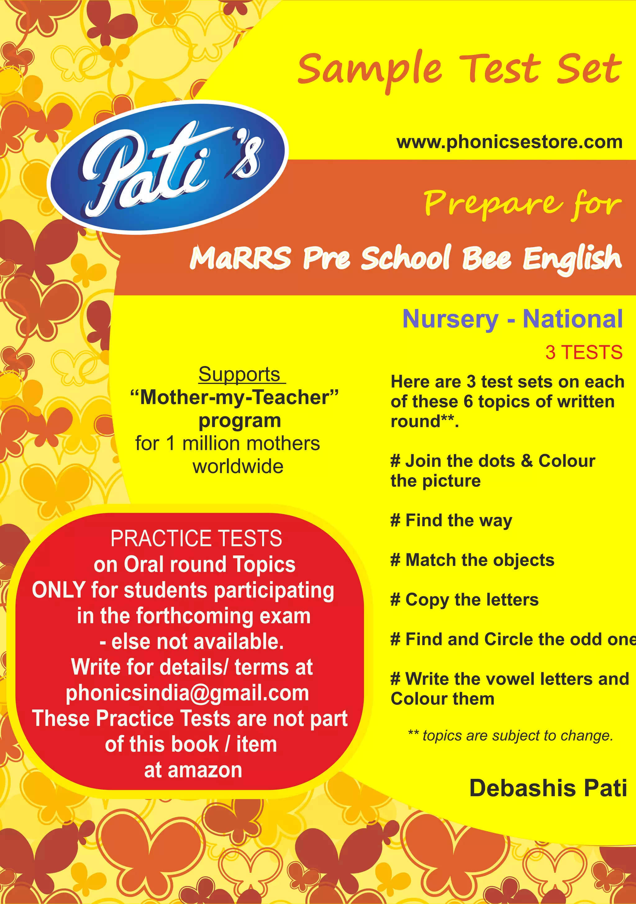 Marrs Pre School Bee - Nursery - English - National level - Test Set ...