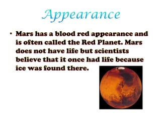 Mars | PPTX | Space and Astronomy | Science