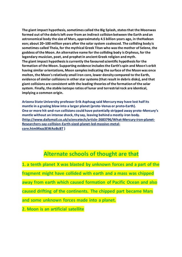 RELATION BETWEEN EARTH, MOON, MARS AND A GIANT IMPACT | PDF