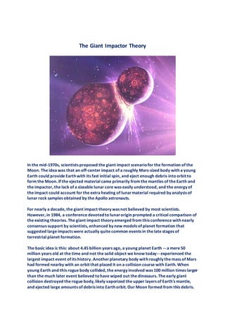 RELATION BETWEEN EARTH, MOON, MARS AND A GIANT IMPACT | DOCX