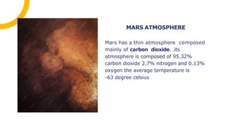 mars slide with wonderful pictures and information focused on mars | PPT