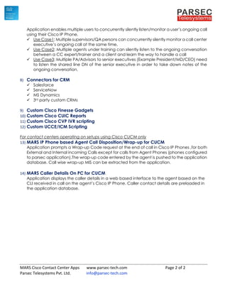 Mars Cisco Contact Center Applications | PDF
