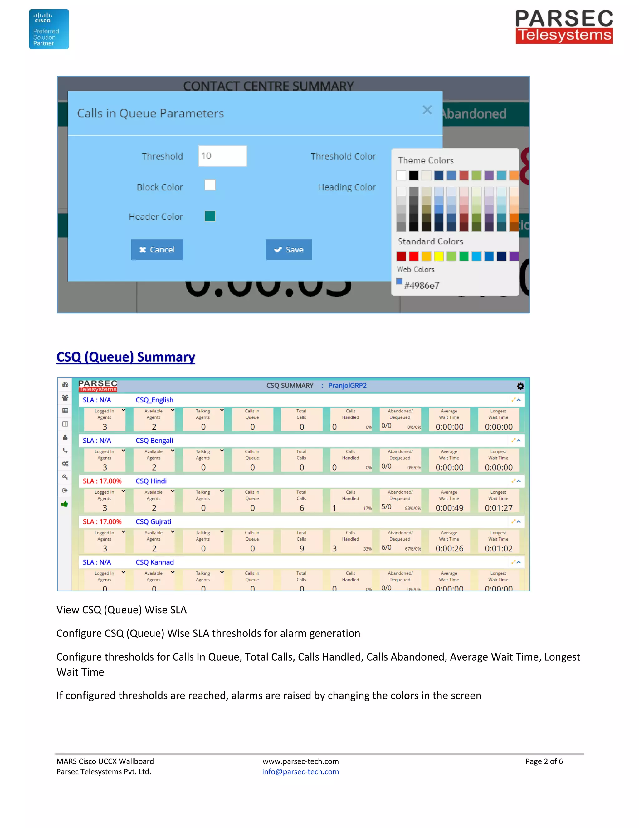MARS Cisco UCCX Wallboard | PDF