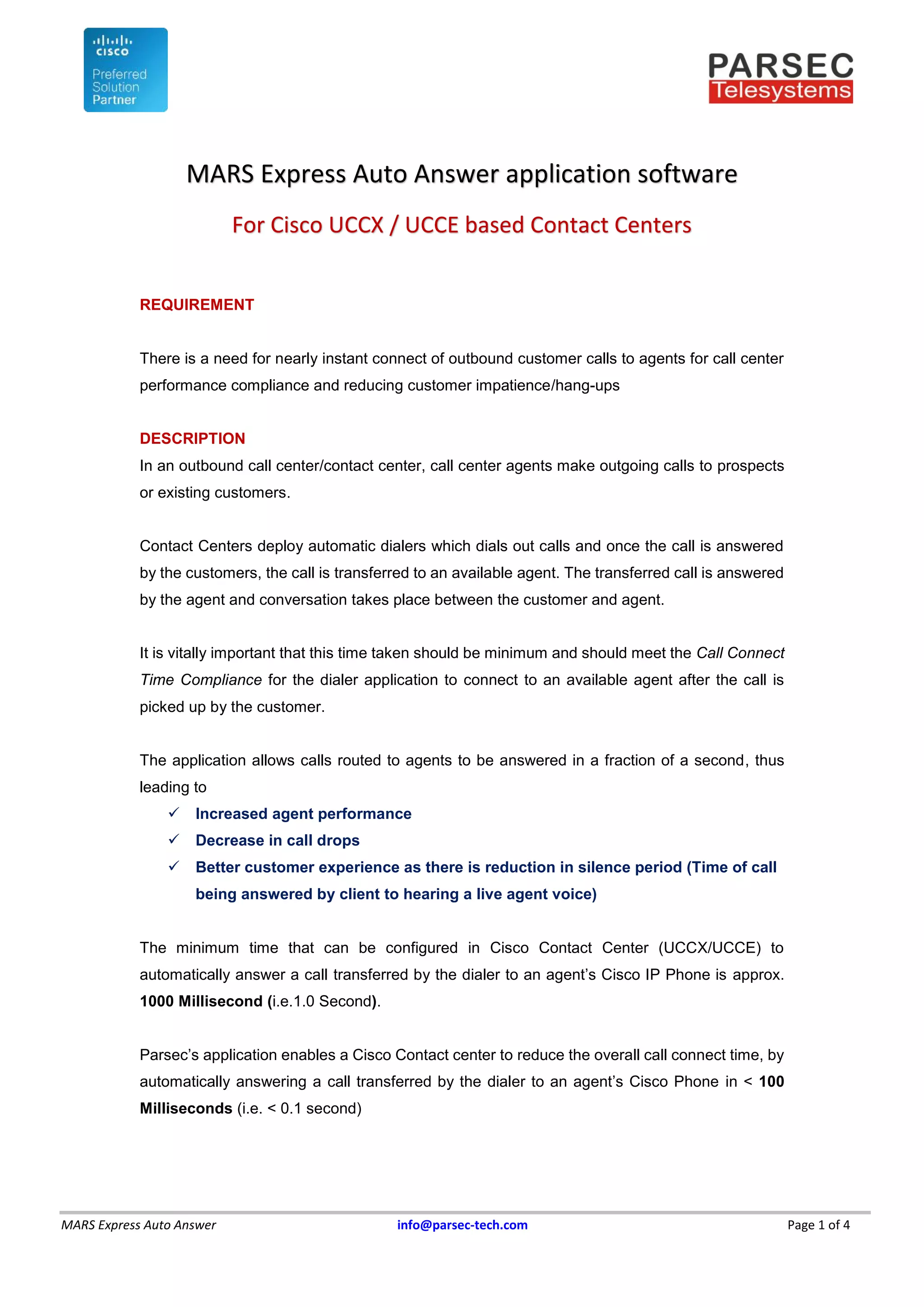 MARS Express Auto Answer Calls for Cisco Call Manager | PDF