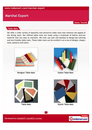 Marshal Export, Karur, Home Textile. | PDF
