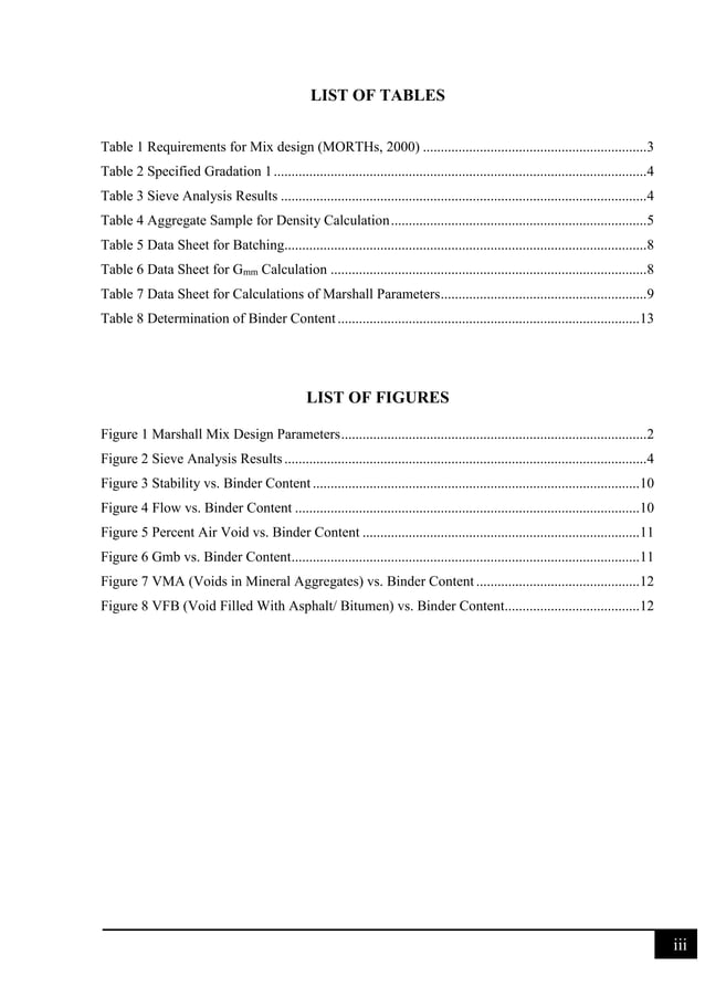 Marshall Mix Design: Lab Report | PDF
