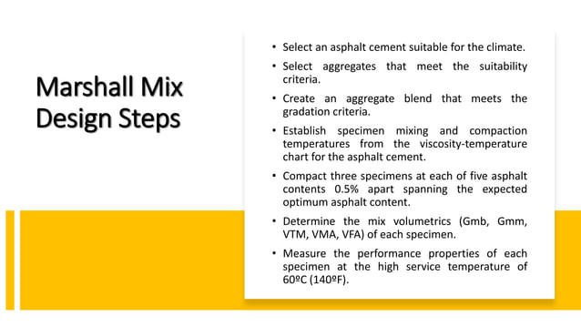 Marshall method of mix design | PPTX