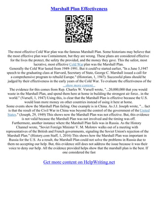 Marshall Plan Essay | PDF | Political Issues & policy | Politics