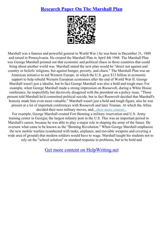 Marshall Plan Essay | PDF | Political Issues & policy | Politics