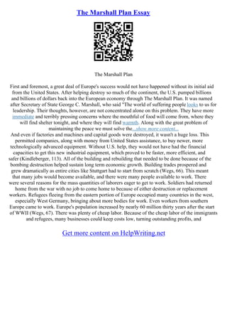 Marshall Plan Essay | PDF