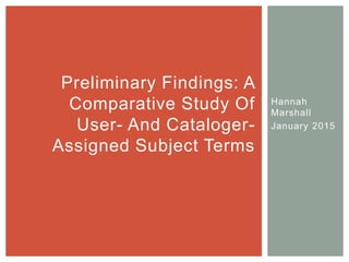 Marshall preliminary findings presentation 20150117 | PPTX