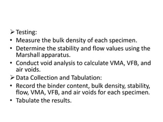 marshall stability test for bitumen concrete | PPTX