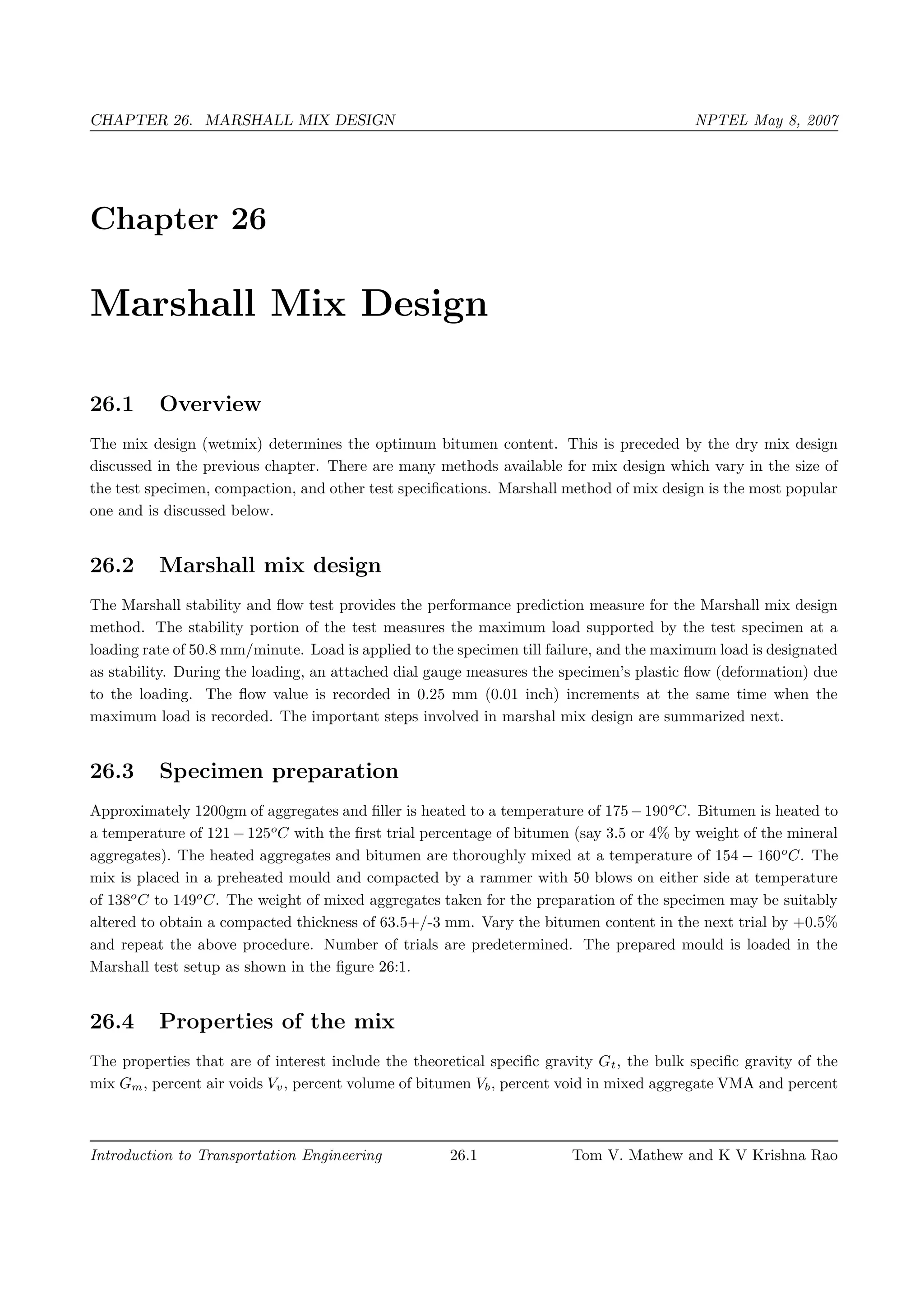 Marshal mix design | PDF