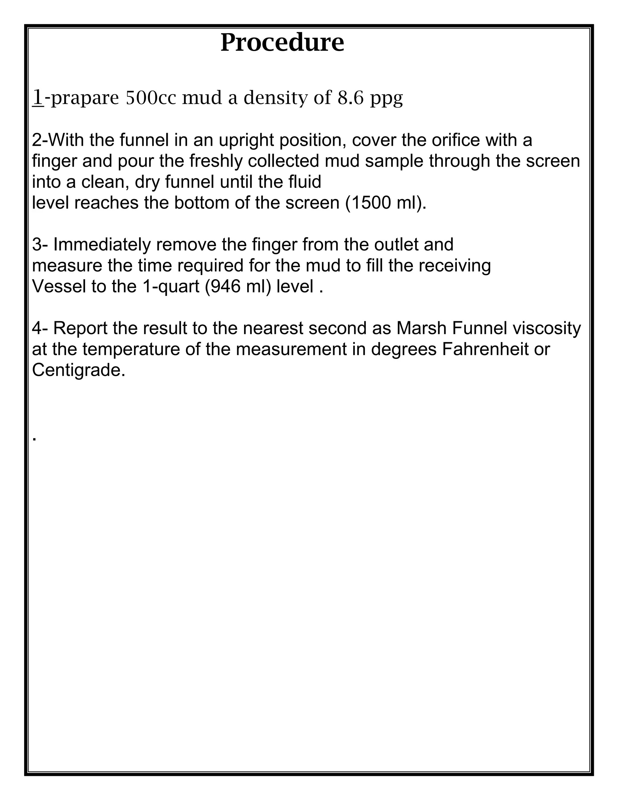 Marsh funnel (mud properties test) | PDF
