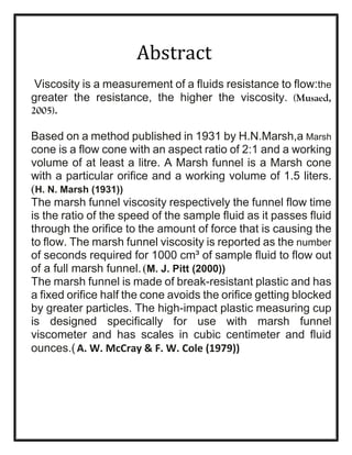 Marsh funnel (mud properties test) | PDF