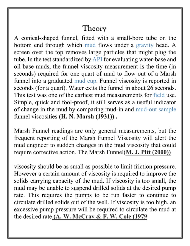 Marsh funnel (mud properties test) | PDF | Geology | Science