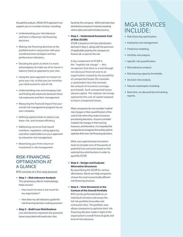 Marsh Risk Financing Optimization | PDF