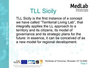 TLL Sicily: Building Partnerships for Territorial Living Labs for | PPT