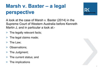 Marsh V Baxter - A Legal Perspective | PPT