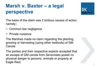 Marsh V Baxter - A Legal Perspective | PPT