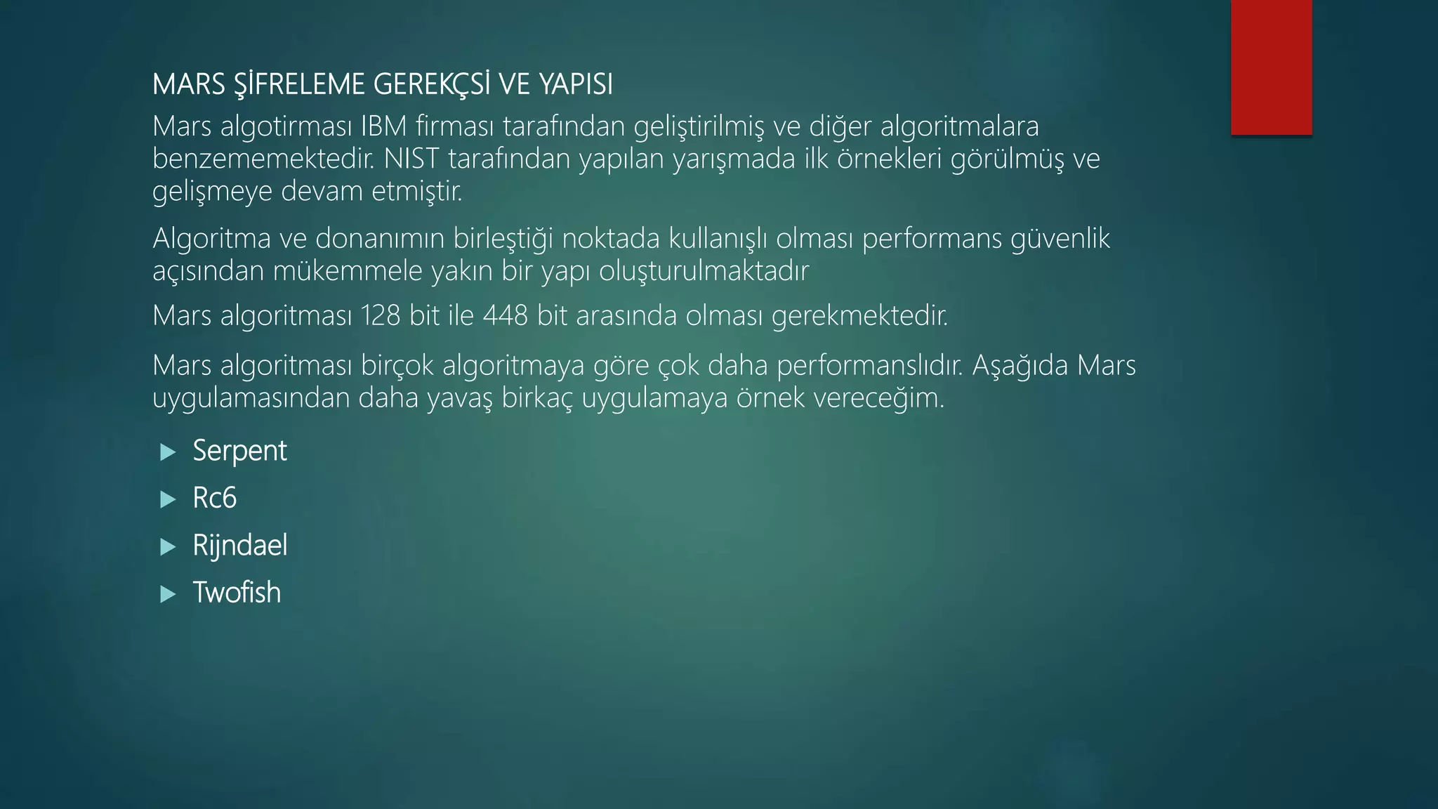 Mars Şi̇freleme Algori̇tmasi | PPTX