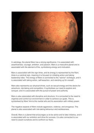 MARS IN VEDIC ASTROLOGY – WHAT DOES MARS REPRESENT IN ASTROLOGY | PDF