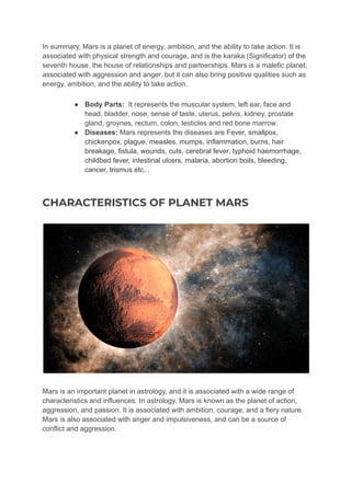 MARS IN VEDIC ASTROLOGY – WHAT DOES MARS REPRESENT IN ASTROLOGY | PDF