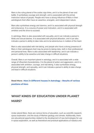 MARS IN VEDIC ASTROLOGY – WHAT DOES MARS REPRESENT IN ASTROLOGY | PDF